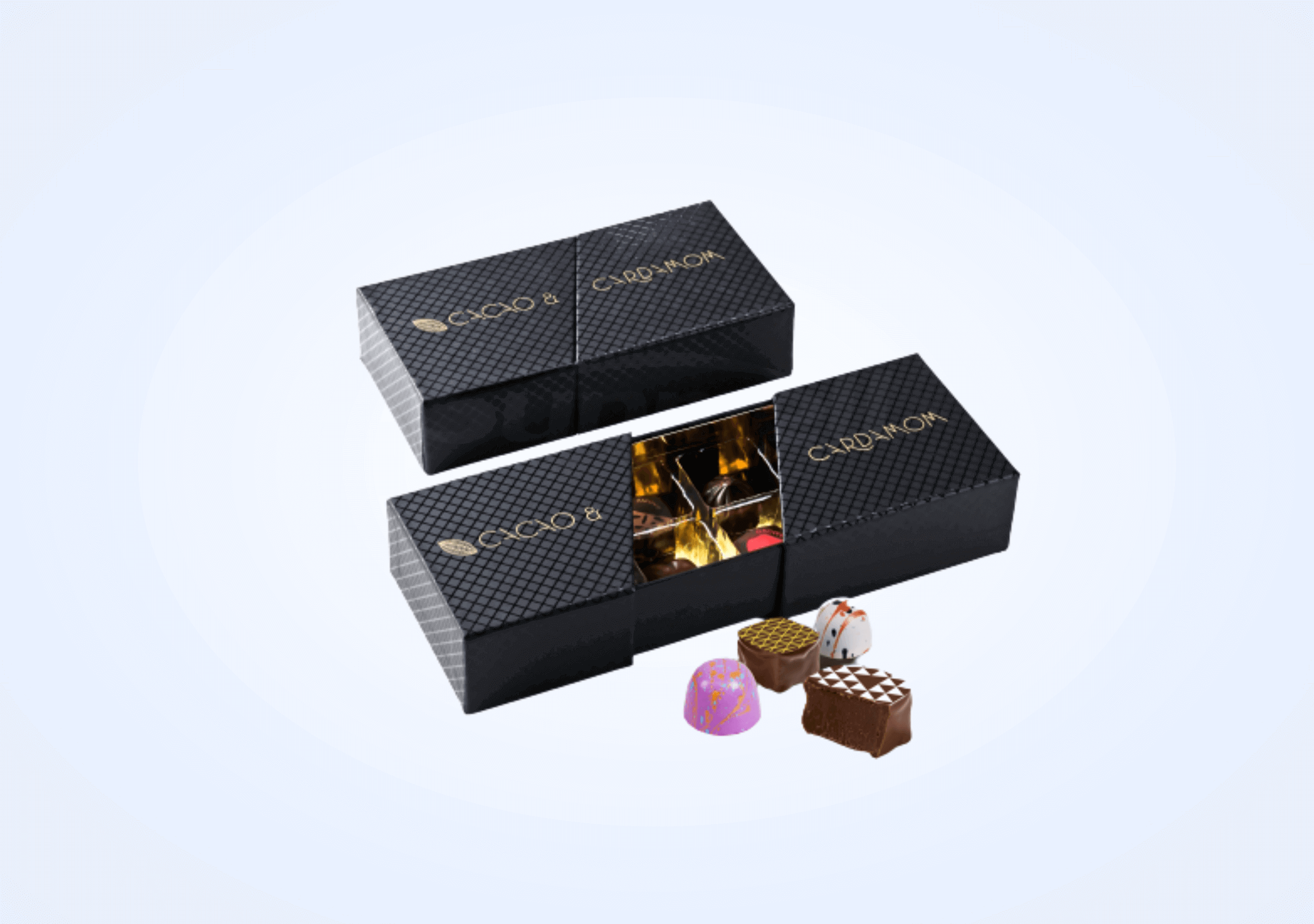 Custom Gold Foil Chocolate Boxes - Silver Edge Packaging